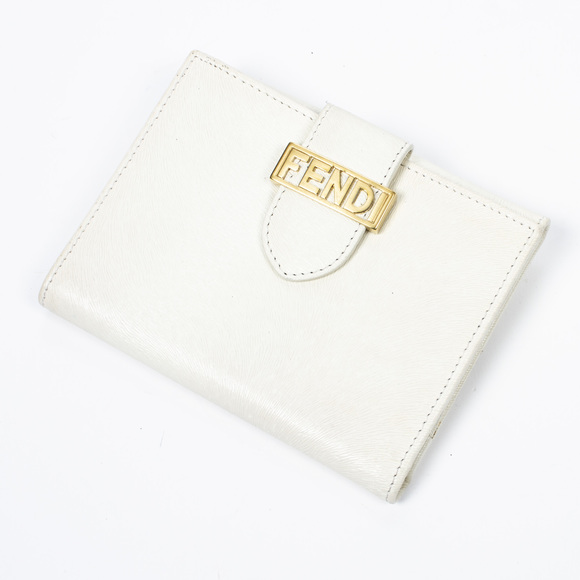 Fendi | Bags | Fendi Vintage Compact Wallet In Ivory Small Grained ...